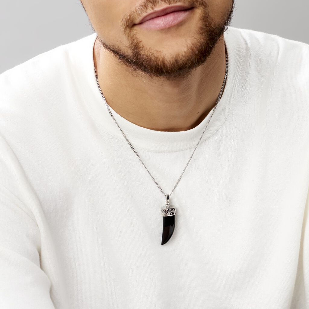 Collier Acier Blanc Ludvik Agate - FICHBAN001O • Marc Orian ...