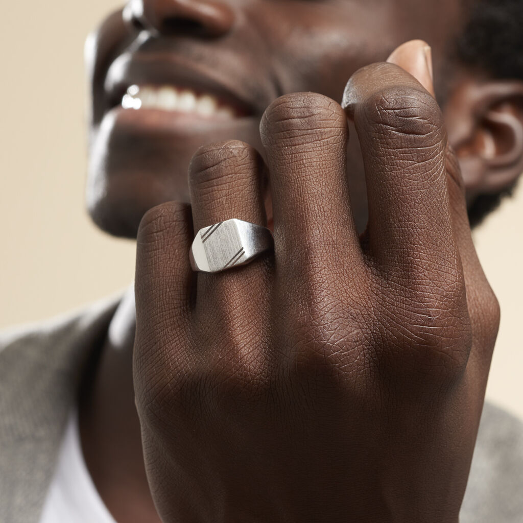 Chevalière Daniel Argent Blanc - FAHFBW0120T • Marc Orian | Bijouterie ...