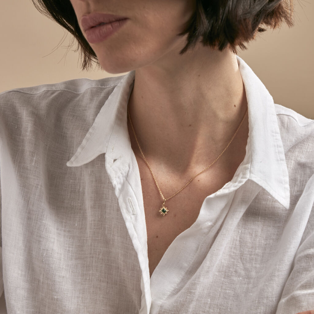 Collier Bobbie Plaque Or Spinelle Vert - FQCFJXV104E • Marc Orian ...